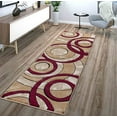 GLORY RUGS Area Rug Modern 2x7 Dark Red Circles Geometry Soft Hand ...