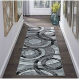 GLORY RUGS Area Rug Modern 2x7 Grey Black Circles Geometry Soft Hand ...