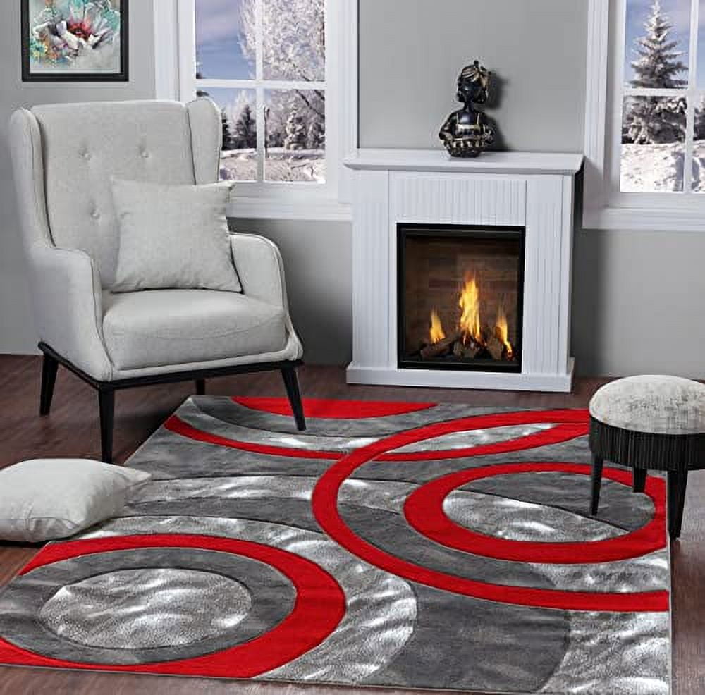 Free Shipping! GLORY RUGS Area Rug Modern 5x7 Light red Circles ...
