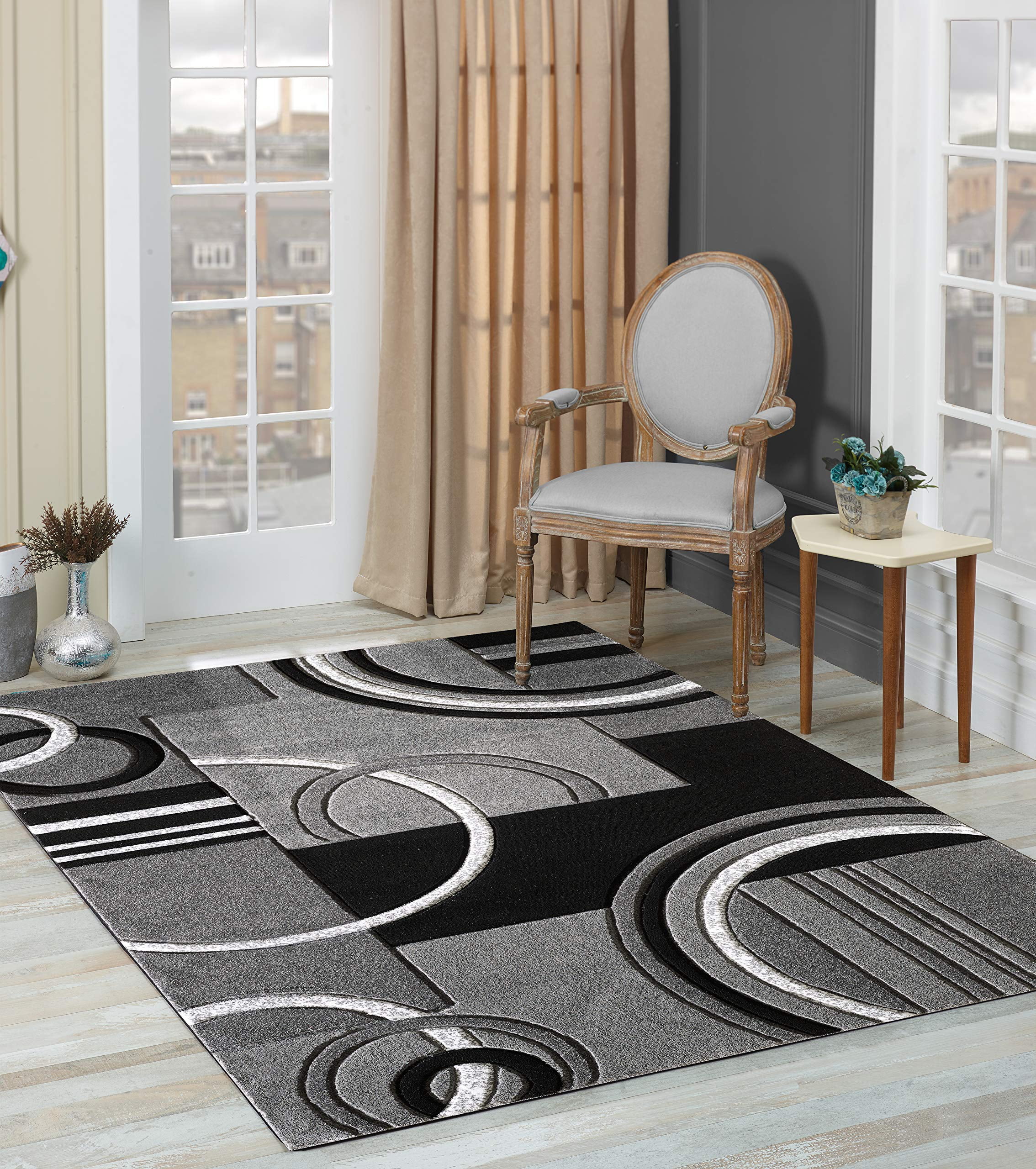 GLORY RUGS 8x10 Modern Area Rug, Grey Soft Hand Carved Floor Carpet for ...