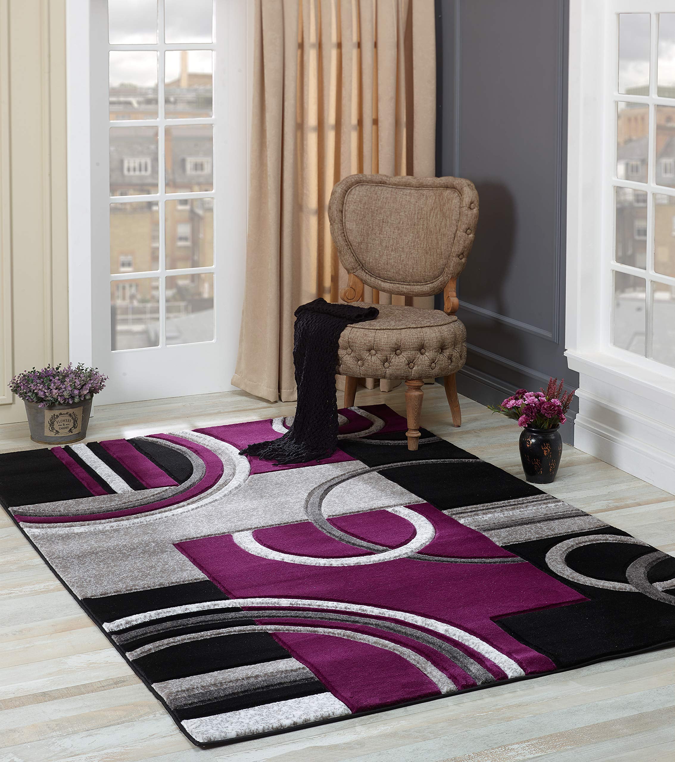 GLORY RUGS Area Rug Modern Soft Hand Carved Contemporary Floor Carpet ...