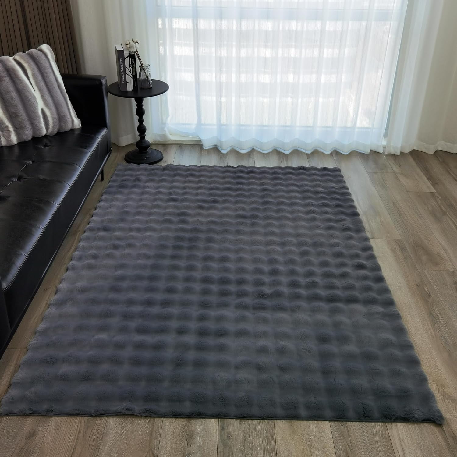 GLORY RUGS Area Rugs Bubble Soft Faux Rabbit Fur Rug 8x10 Polar Gray ...