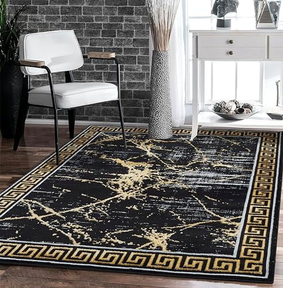 GLORY RUGS Area Rugs Marble 2x3 Black Gold Carpet Modern Abstract Rug ...