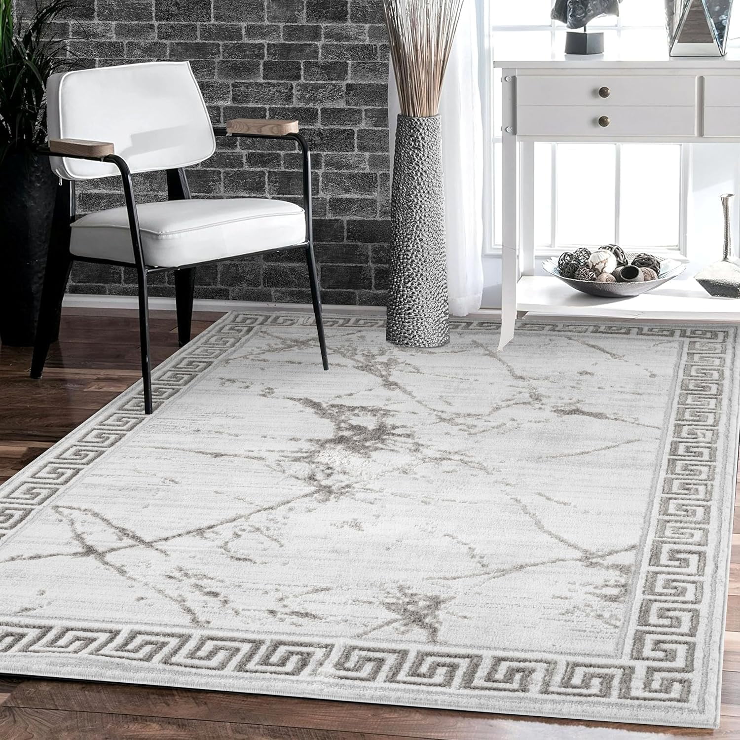 GLORY RUGS Area Rugs Marble 4x5 Cream Gray Carpet Modern Abstract Rug ...