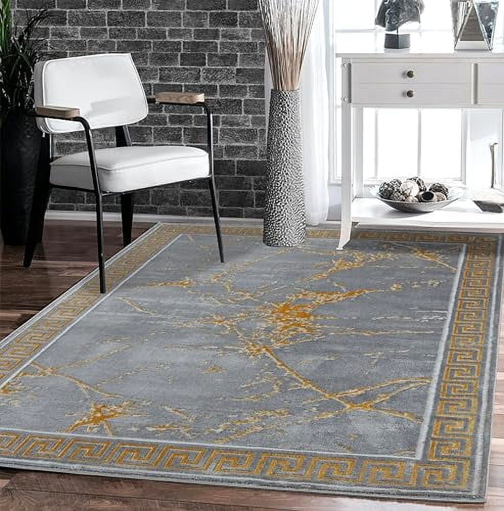 GLORY RUGS Area Rugs Marble 5X7 Grey Gold Carpet Modern Abstract Rug ...