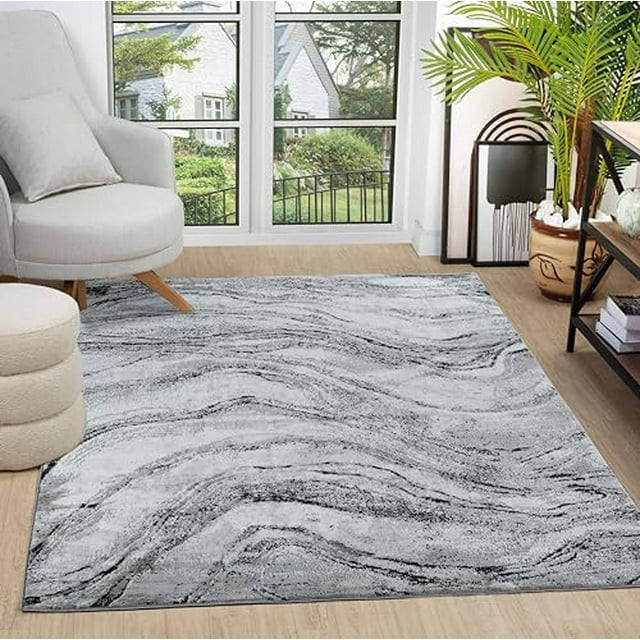 GLORY RUGS Modern Abstract Area Rug 5x7 Dark Vizon Gold Faded Soft for ...