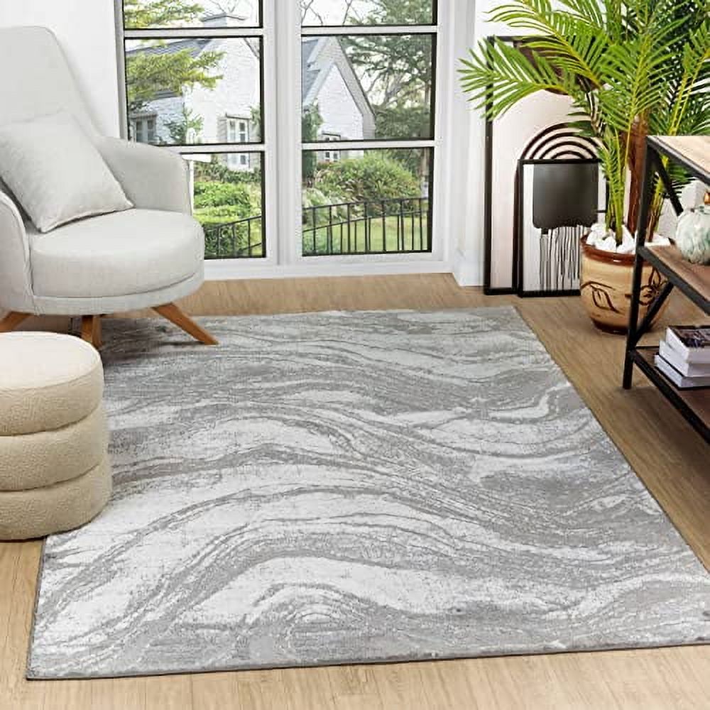 GLORY RUGS Modern Abstract Area Rug 8x10 Grey Faded Soft for Living ...