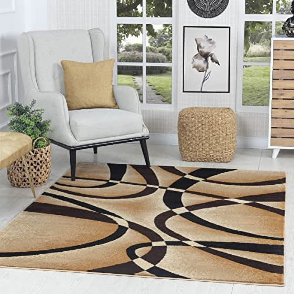 GLORY RUGS Modern Area Rug 5x7 Beige Swirls Carpet Bedroom Living Room ...