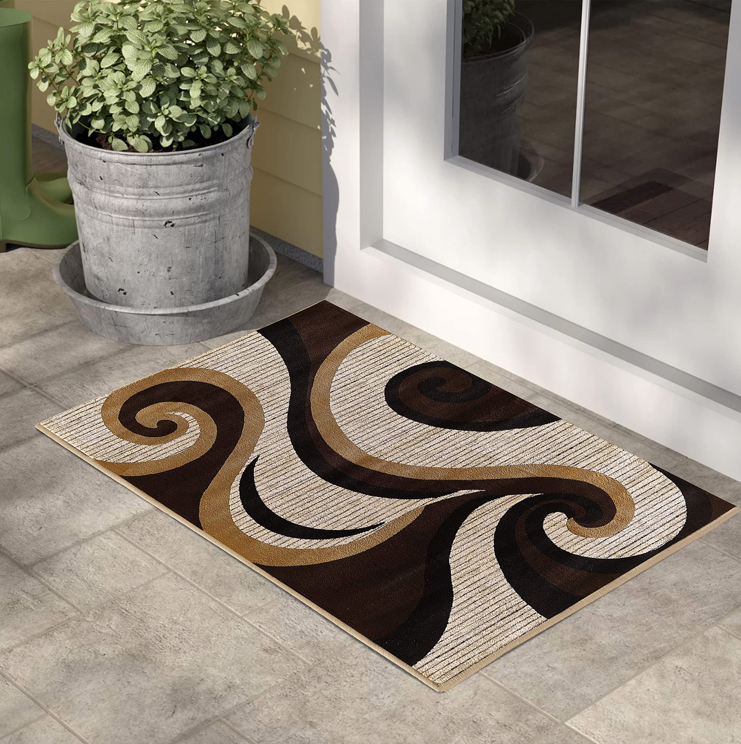 GLORY RUGS Modern Area Rug Swirls Carpet Bedroom Living Room ...