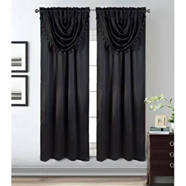 GLORY RUGS Window Panel with Attached Valance Curtain Bedroom Living ...