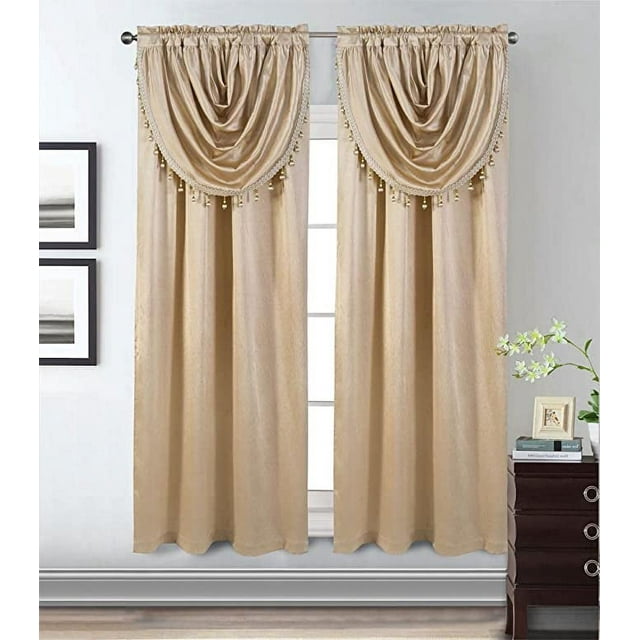 GLORY RUGS Window Panel with Attached Valance Curtain Bedroom Living ...