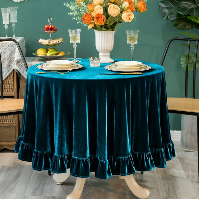 GLORY SEASON Velvet Luxurious Solid Round Tablecloth Farmhouse ...