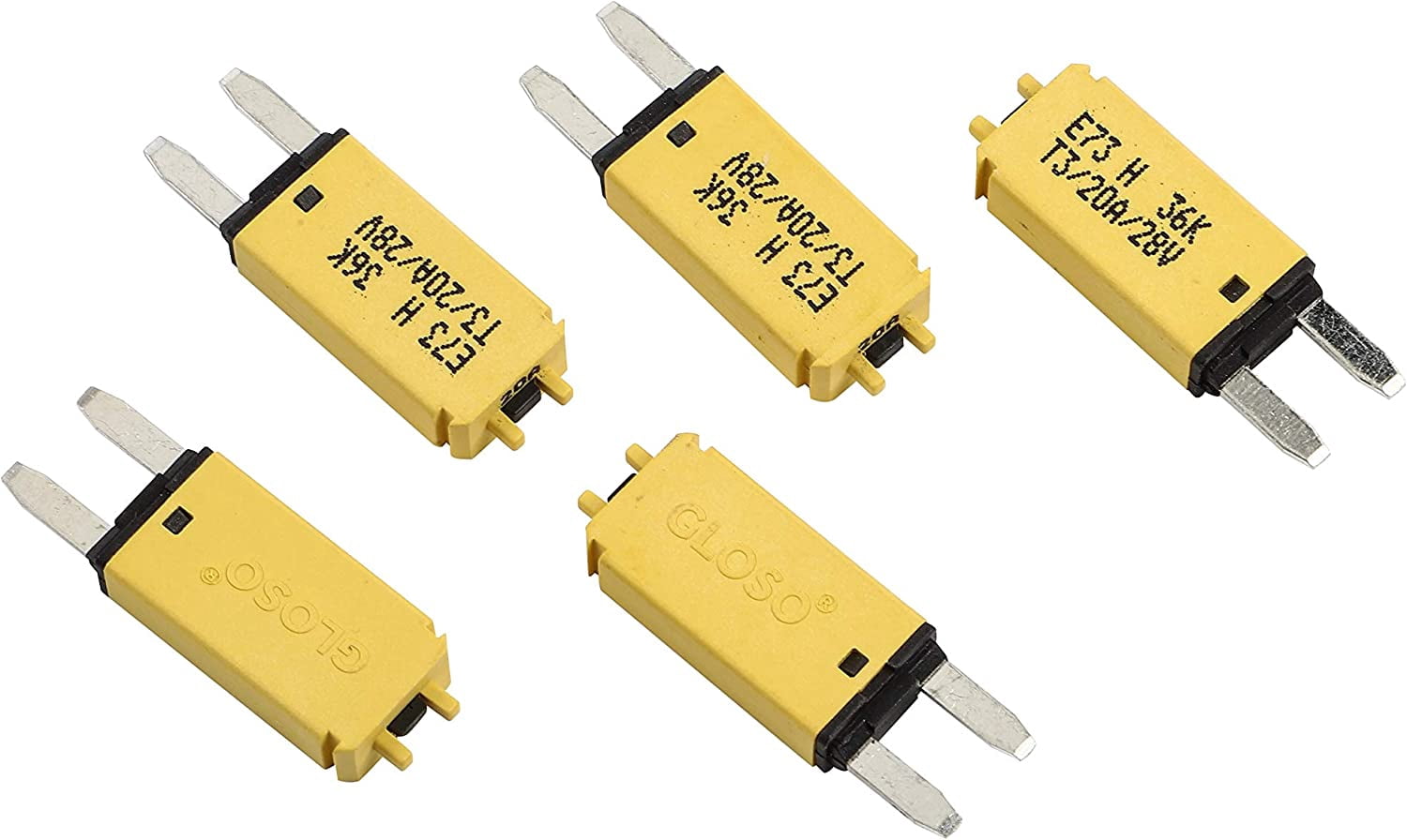 GLOSO E73 Mini ATM 20 Amp Circuit Breakers Manaul Reset (T3) - 5 Pack ...