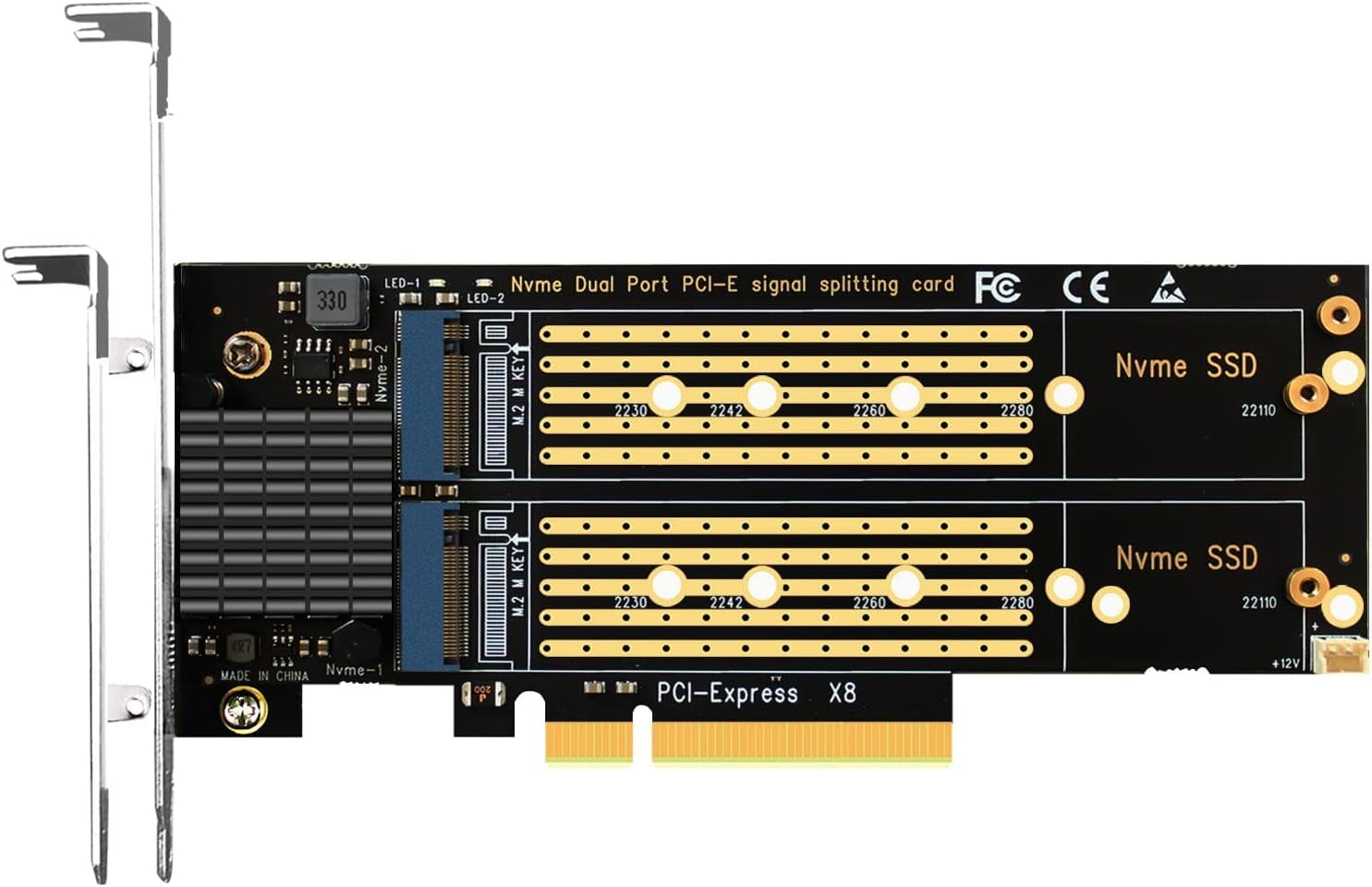 GLOTRENDS Dual M.2 PCIe NVMe Adapter Without PCIe Splitter Function ...