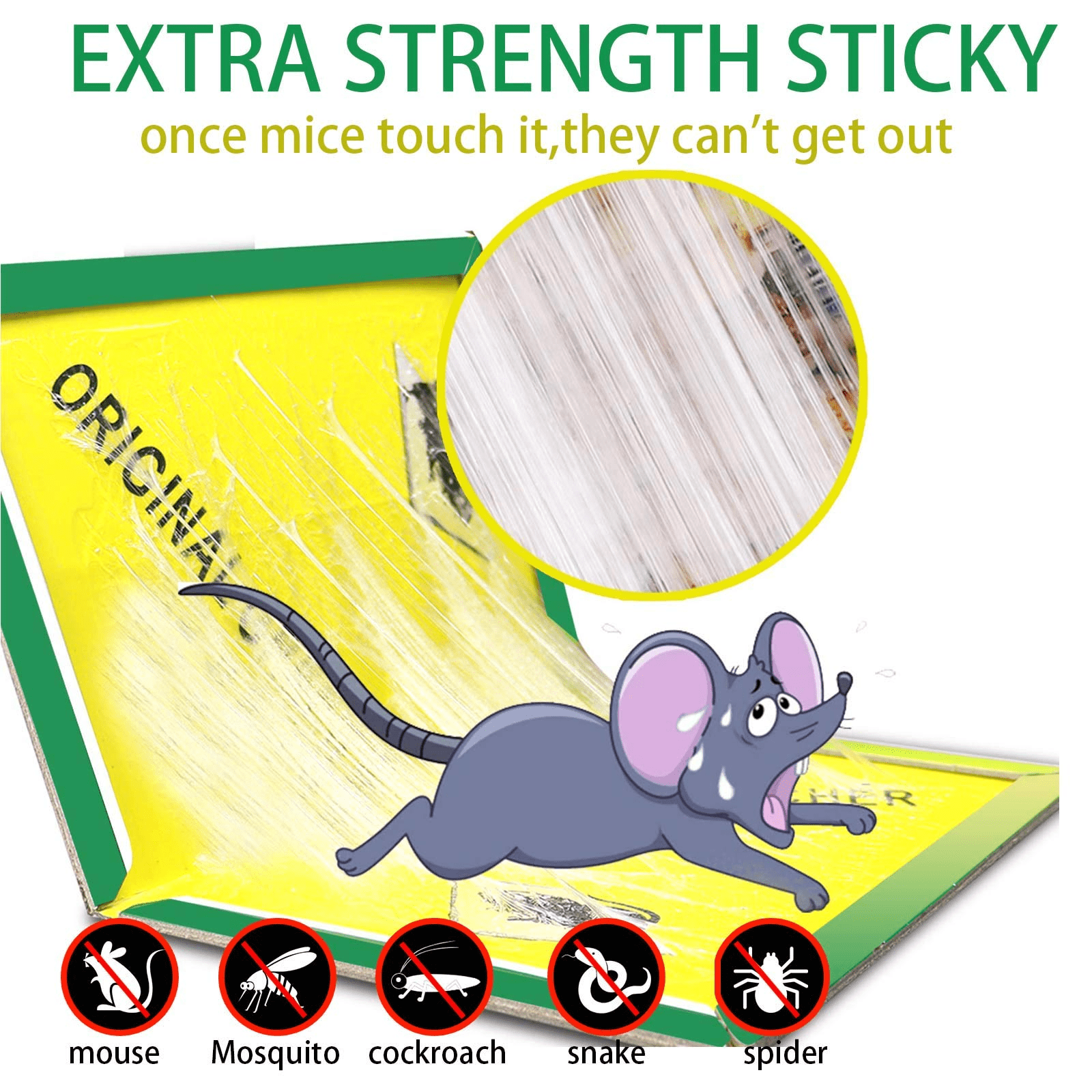 GLOUE 5 Pack Large Mouse Glue Traps with Enhanced Stickiness, Rat Mouse ...