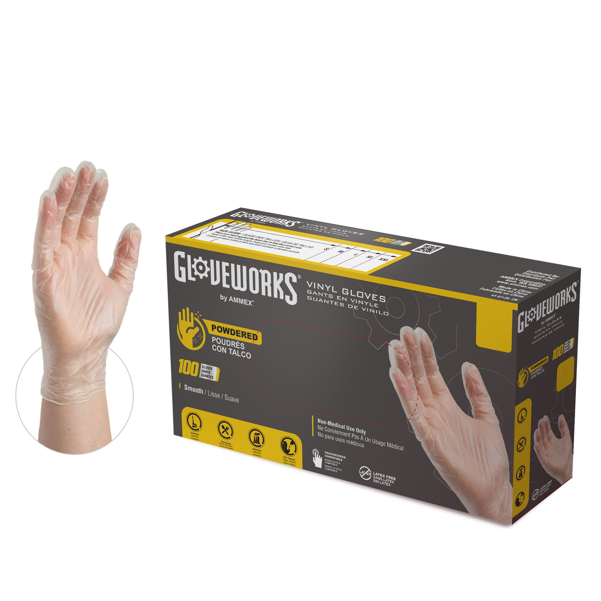 GLOVEWORKS Clear Vinyl Disposable Gloves, 3 Mil, X-Large, 100/Box ...