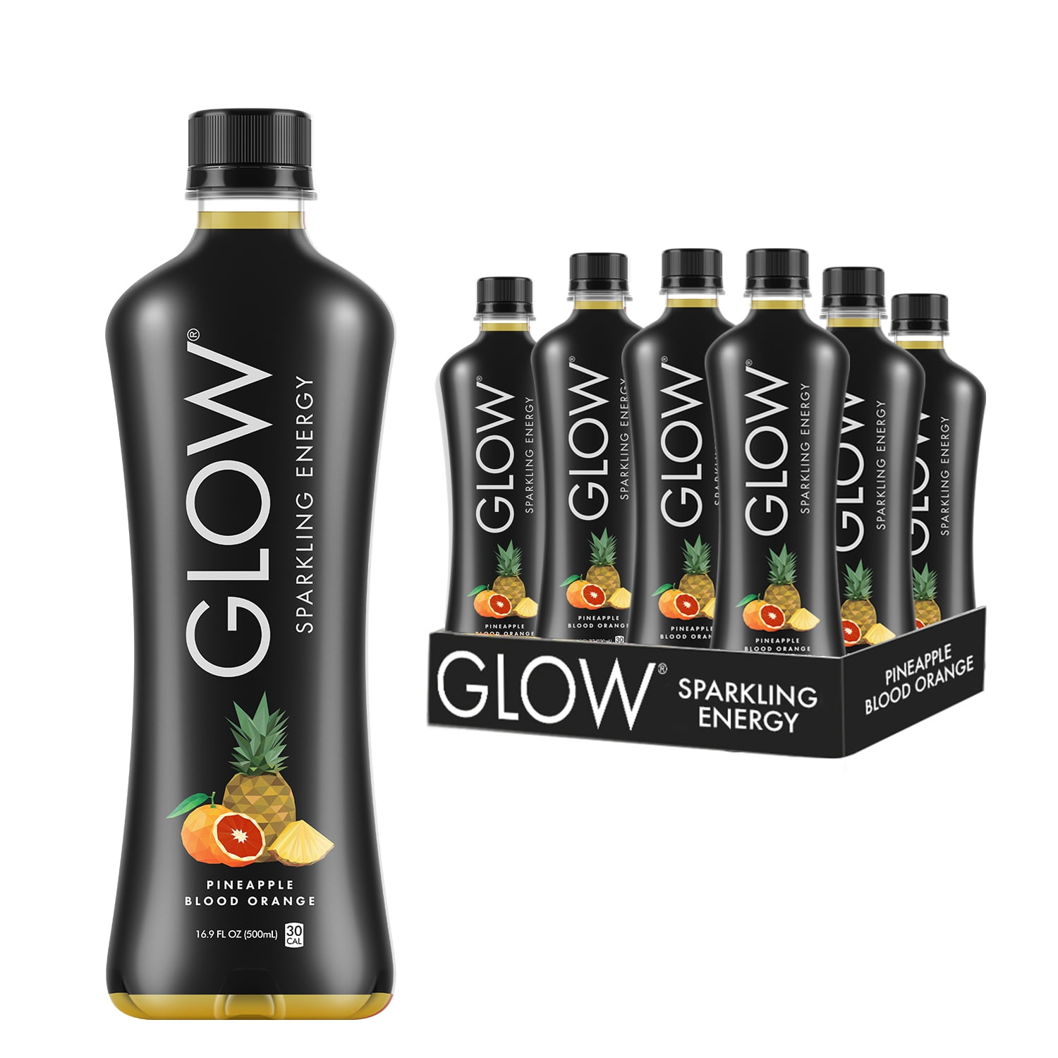 GLOWÂ® Beverages Sparkling Energy Drink, Pineapple Blood Orange, Low ...
