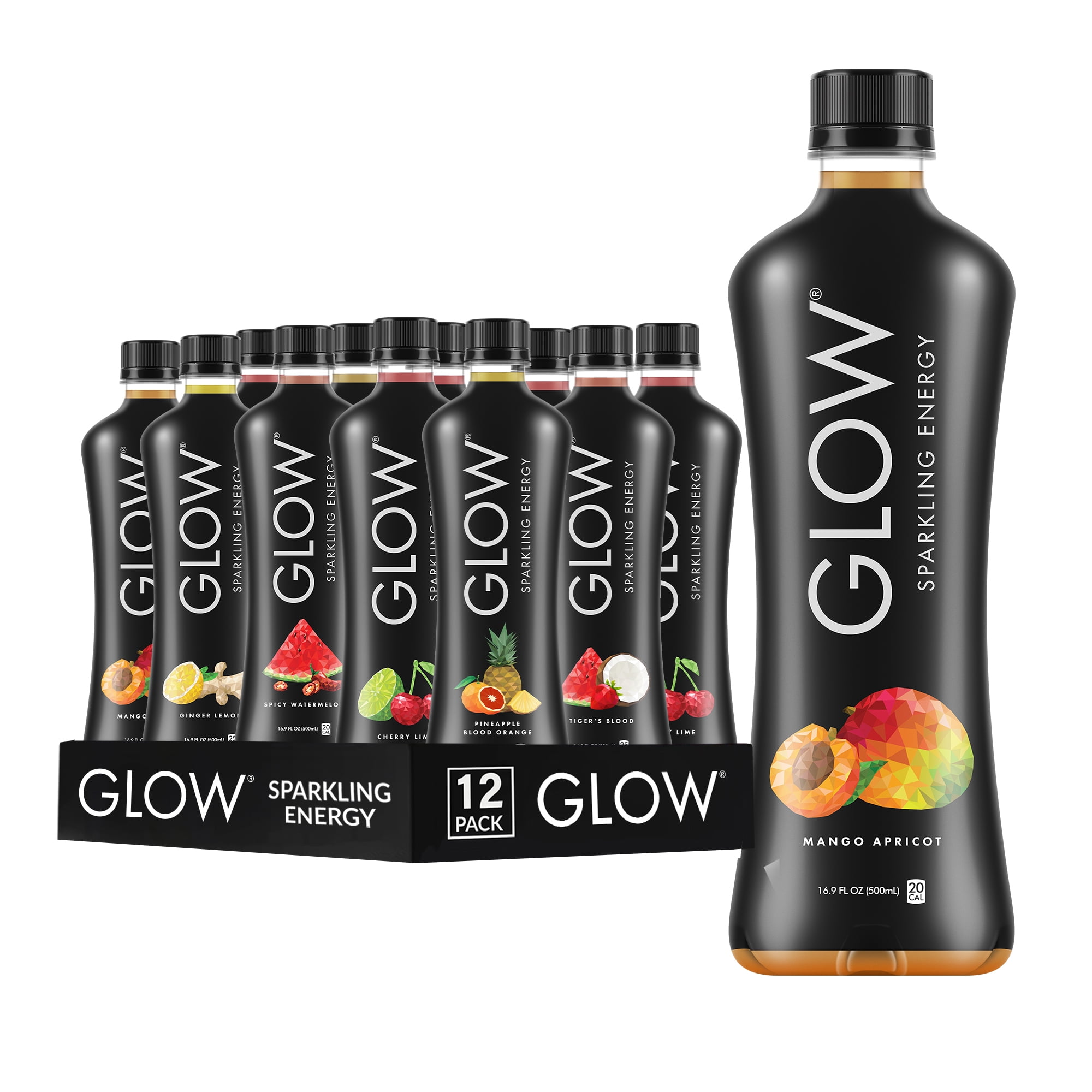 GLOW® Beverages Sparkling Energy - Variety Pack - 16.9oz PET - 12 Pack ...