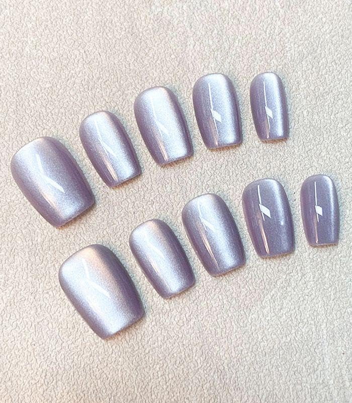 GLOW CUPID Reusable Press On Nails LavenderLustre Square Shape Glossy Finish Set of 24 Pieces ...