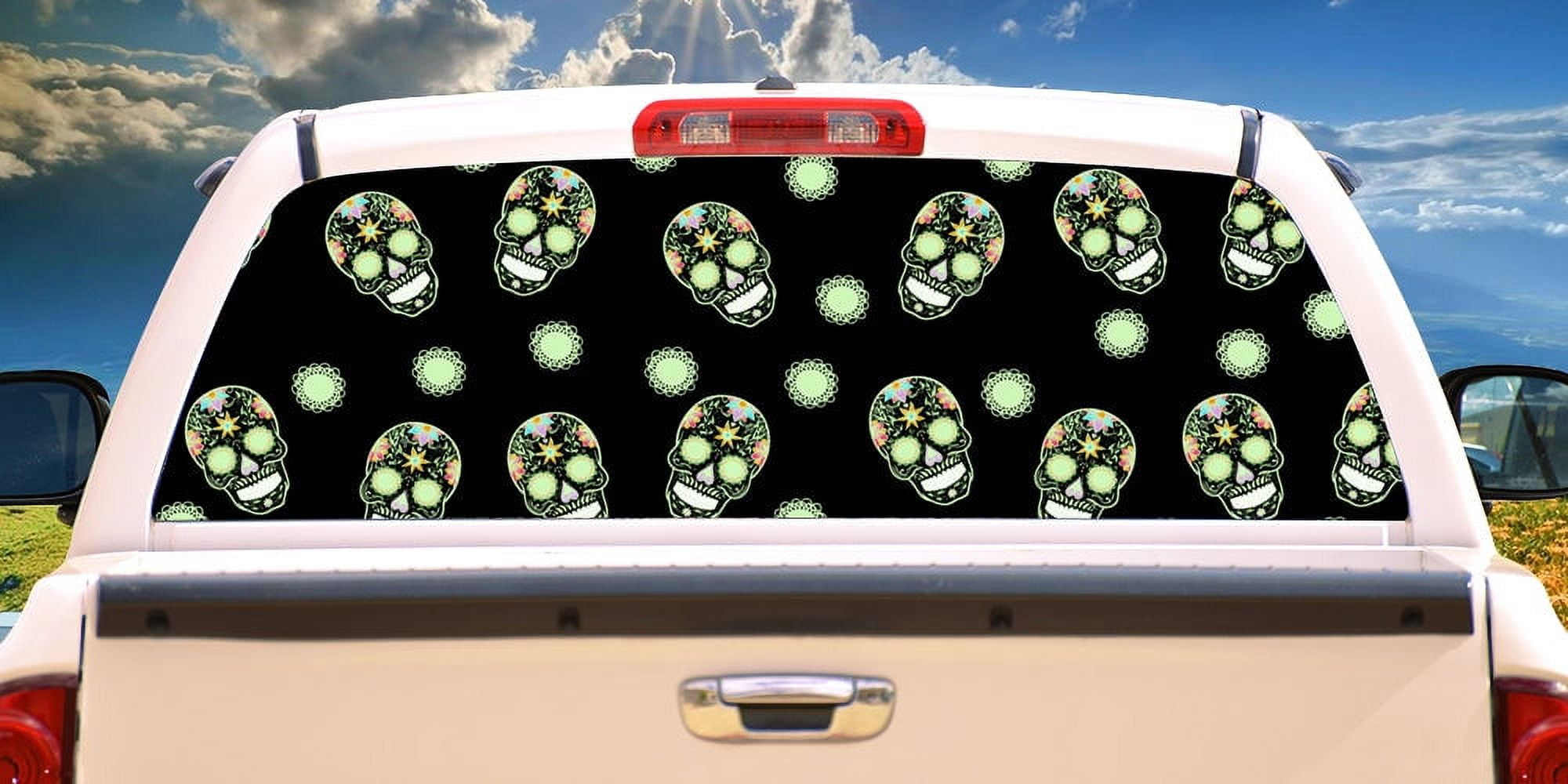 GLOWING SKULLS Rear Window Graphic truck view thru vinyl decal back ...