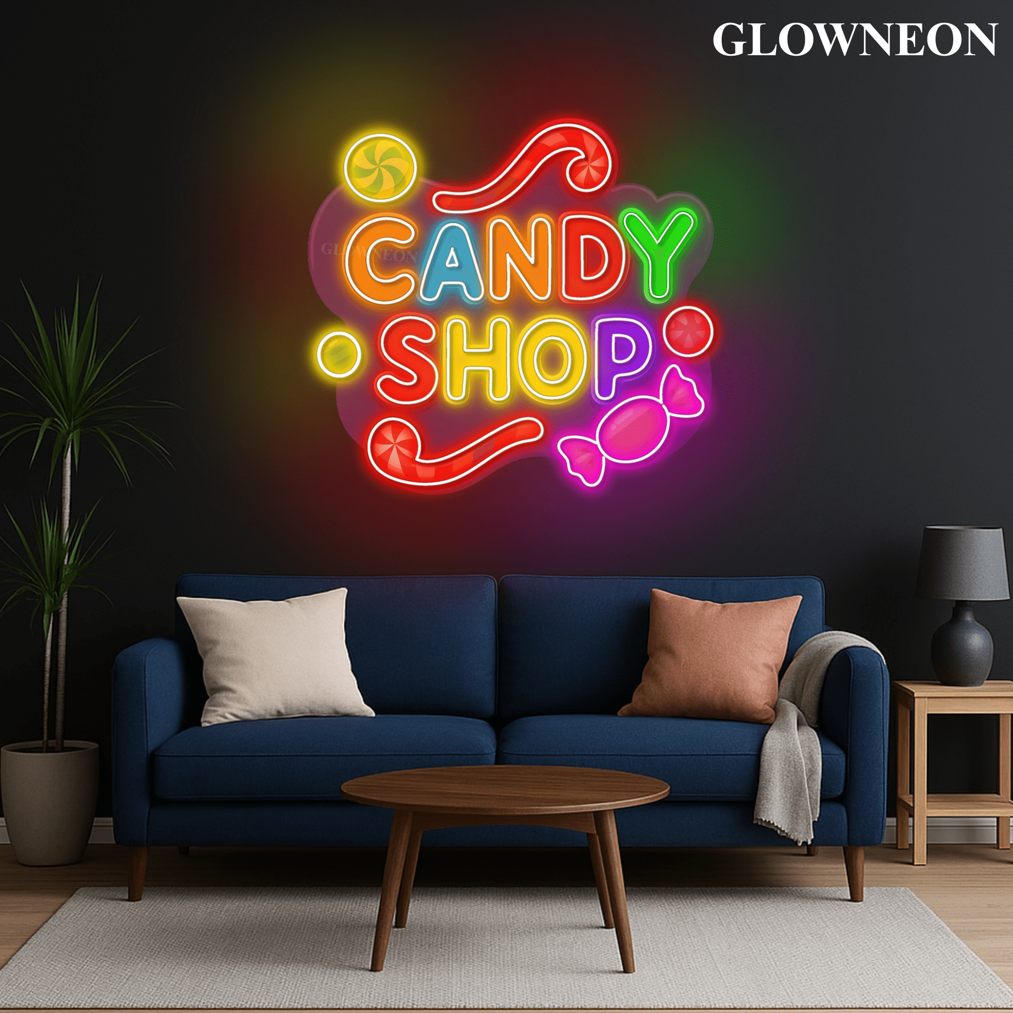GLOWNEON Candy Shop Neon Sign, Sweet Shop LED Light, Candy Store ...