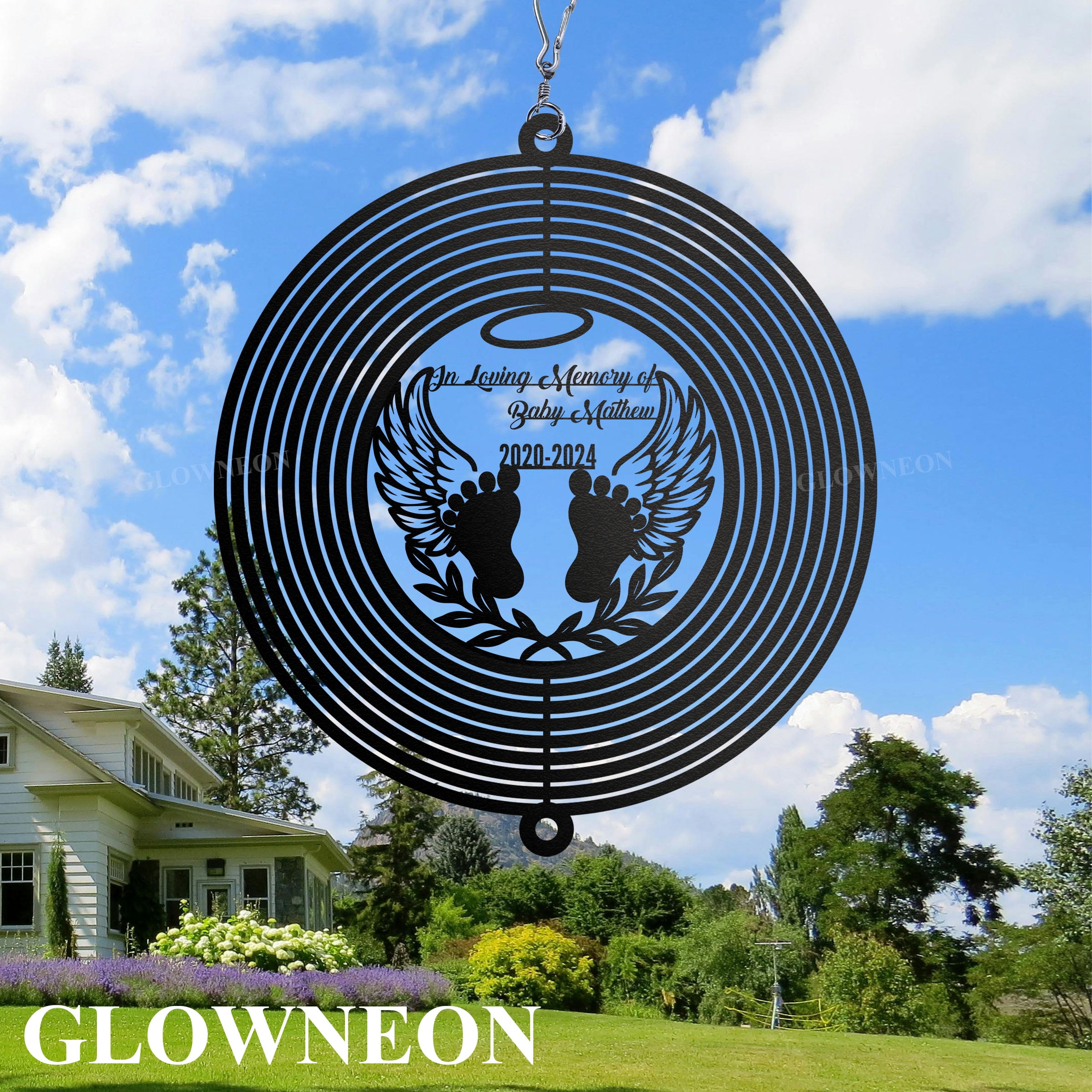 GLOWNEON Custom Baby Memorial Wind Spinner, Remembrance Metal Hanging ...