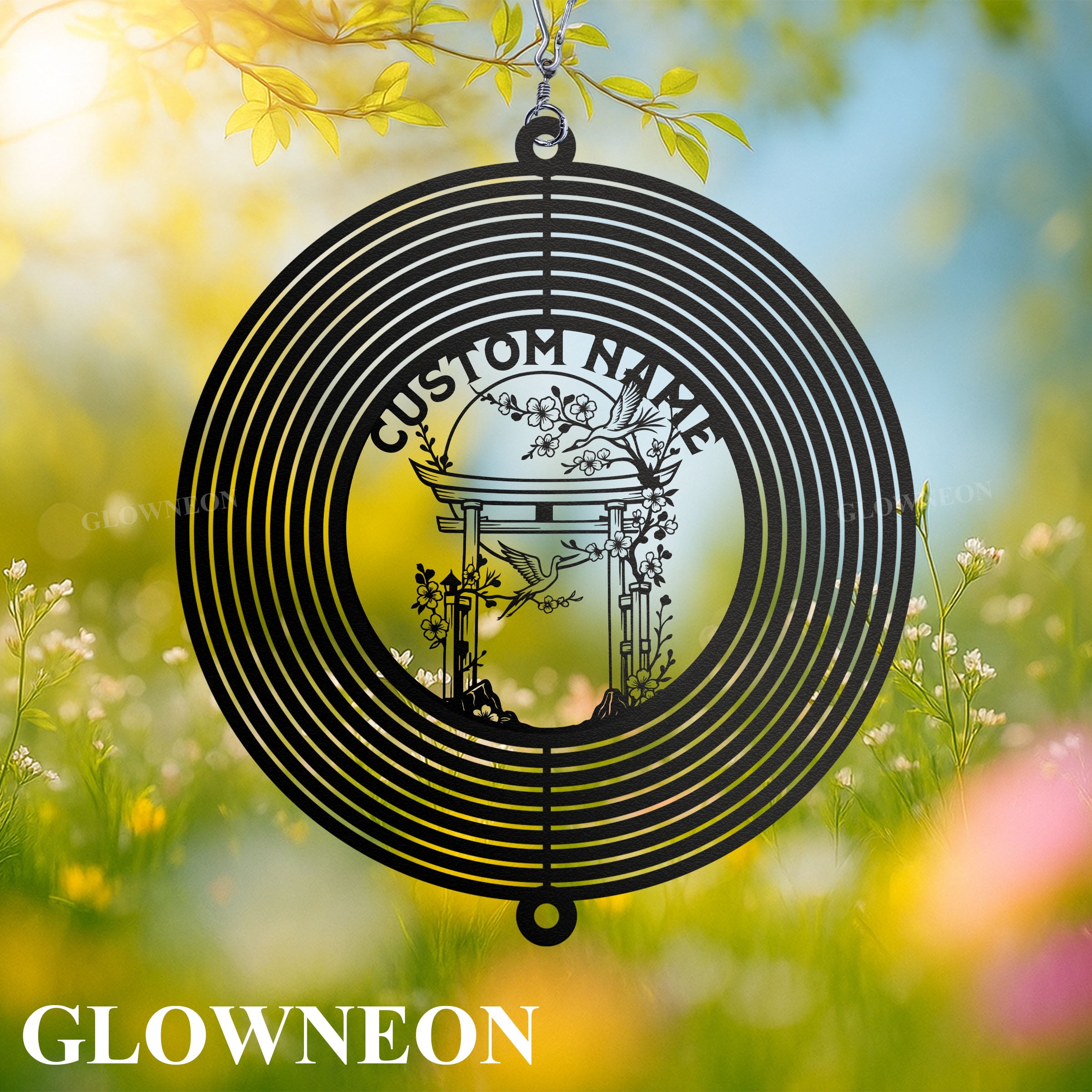 GLOWNEON Custom Torii Gate Wind Spinner, Japanese Style Hanging Metal ...
