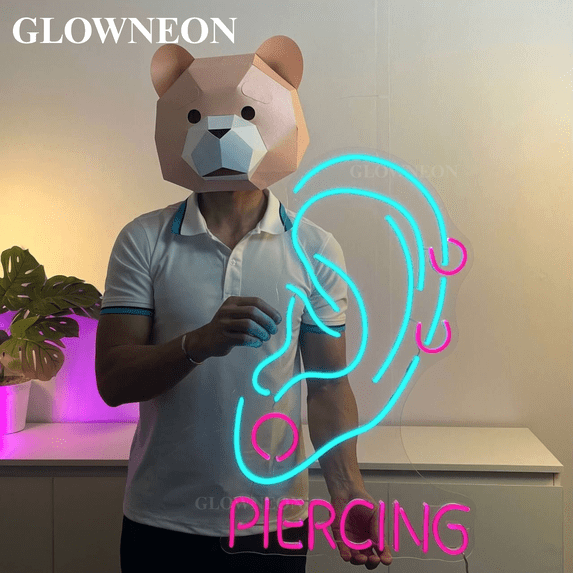 GLOWNEON Ear Piercing Neon LED Sign, Tattoo Shops and Piercing Studios ...