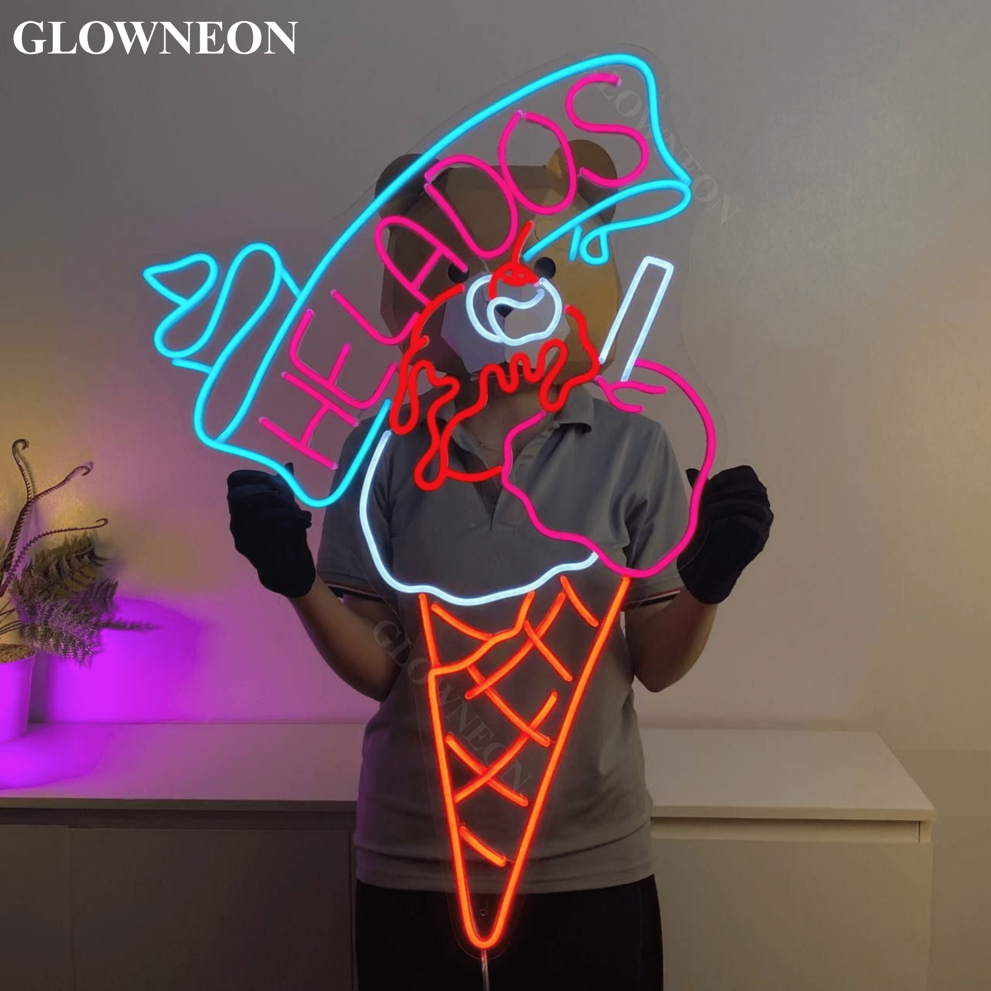 GLOWNEON Helados Neon LED Sign, Mexican Ice Cream LED Light, Ice Cream ...
