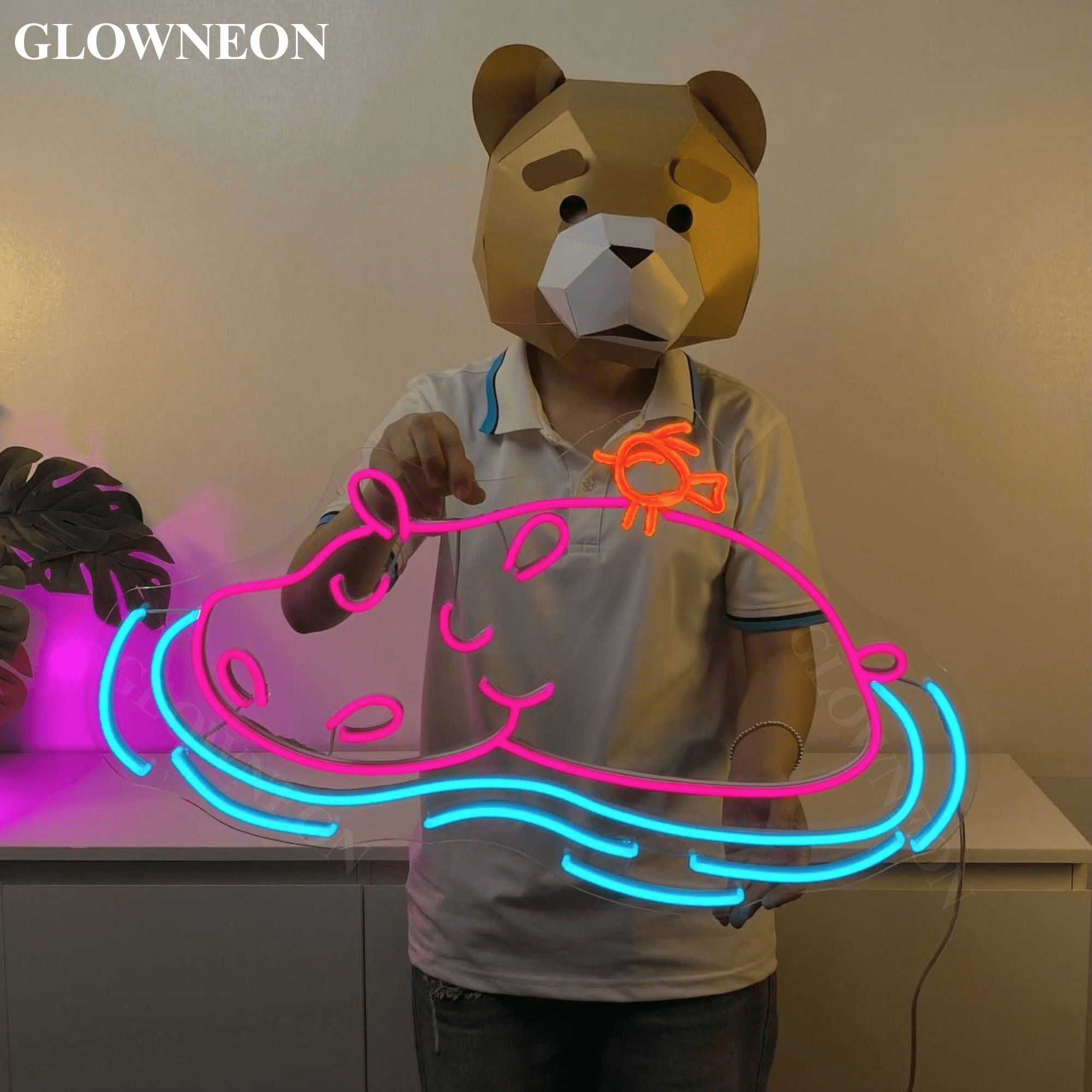 GLOWNEON Hippo Neon Sign, Hippopotamus LED Wall Art for Kids' Bedroom ...