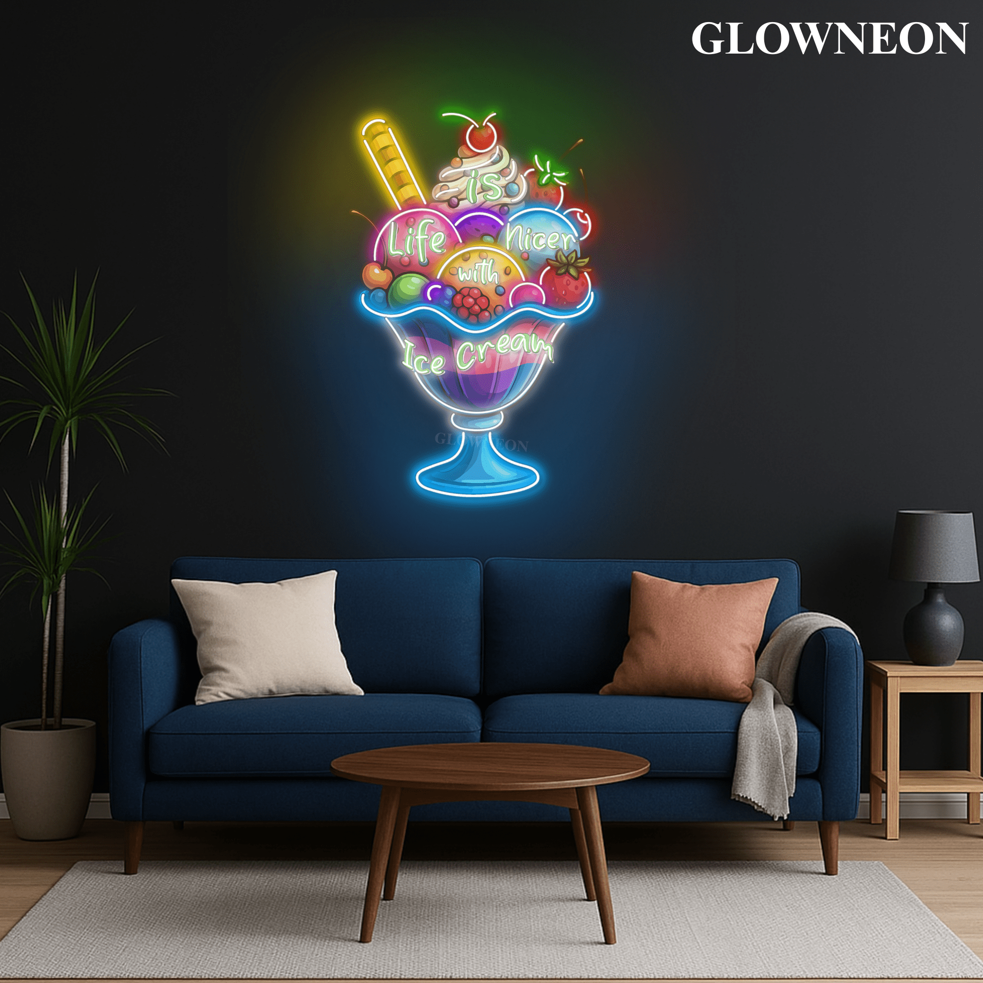 GLOWNEON Ice Cream Acrylic Neon Sign, Dessert Shops and Ice Cream Bars ...