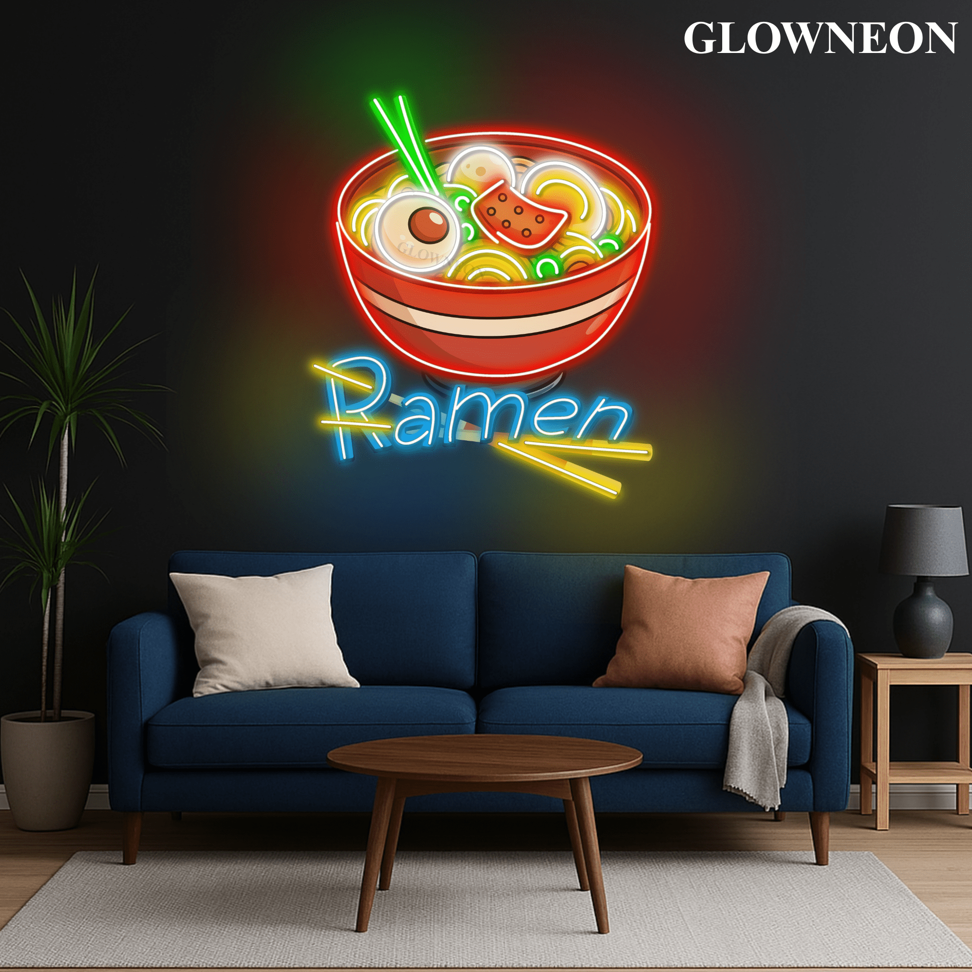 GLOWNEON Ramen Acrylic Neon LED Light Sign, Noodle Shop Wall Art for ...