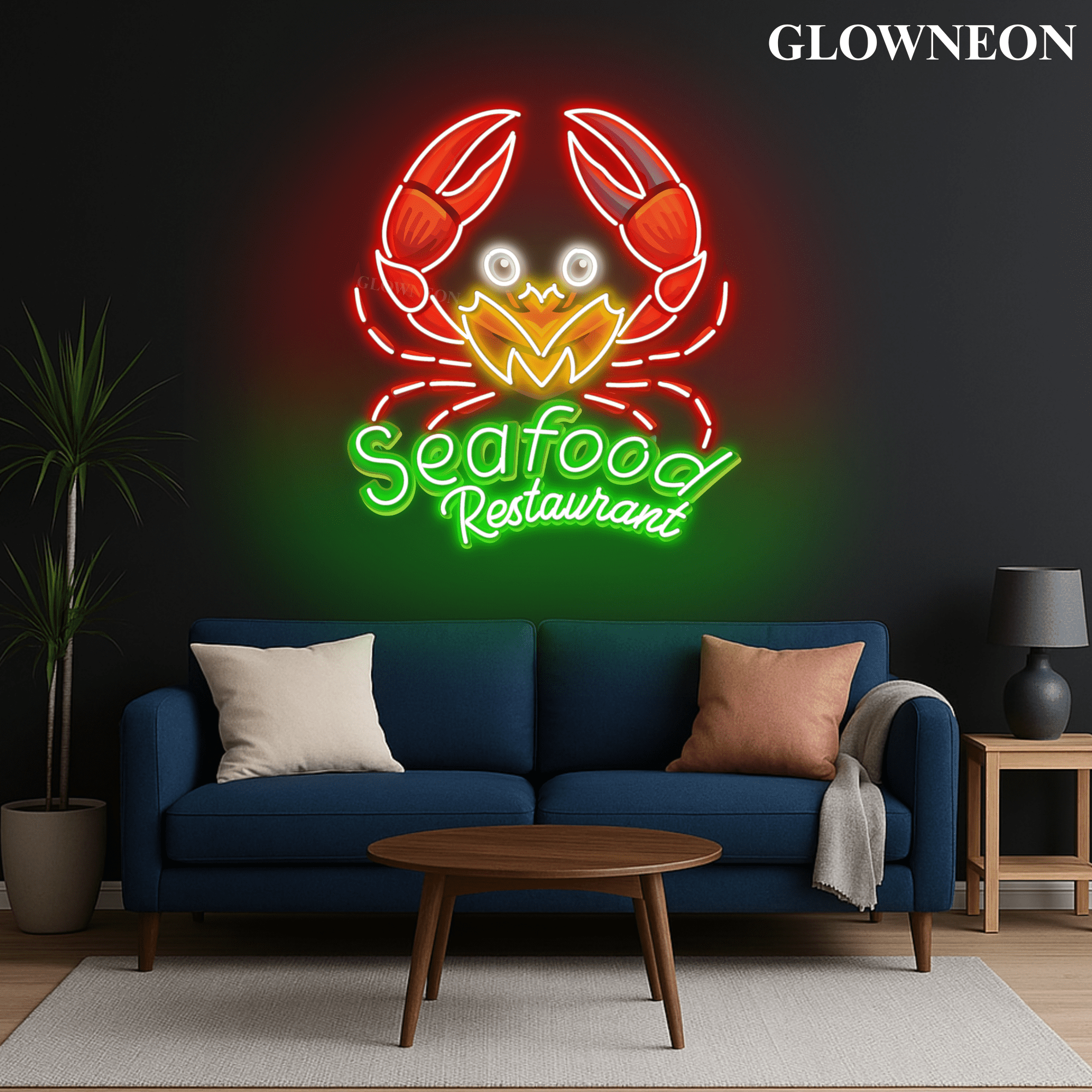 GLOWNEON Seafood Restaurant Acrylic Neon Sign, LED Light Wall Decor for ...