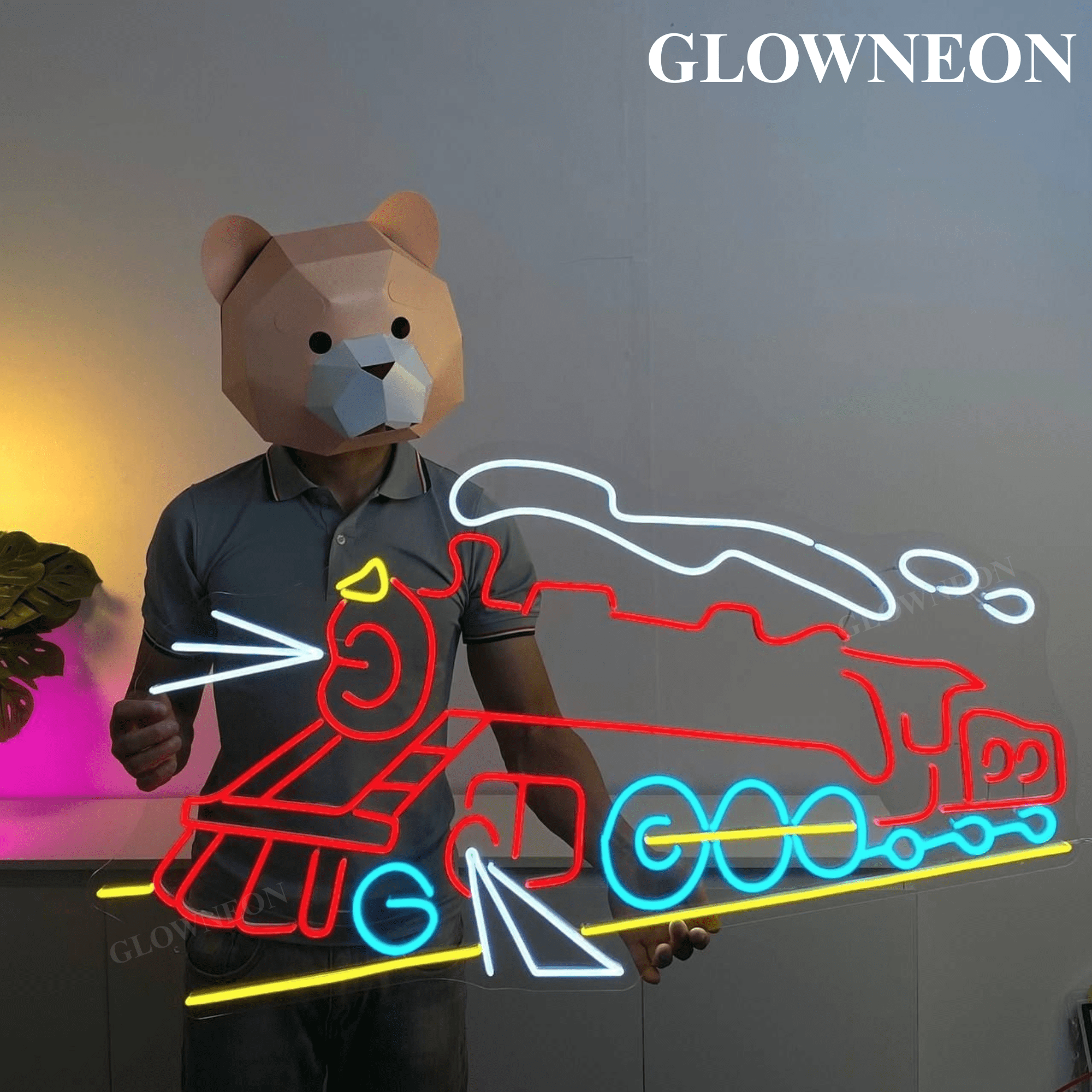 GLOWNEON Train Neon Light, LED Steam Train Wall Sign for Kids Room ...