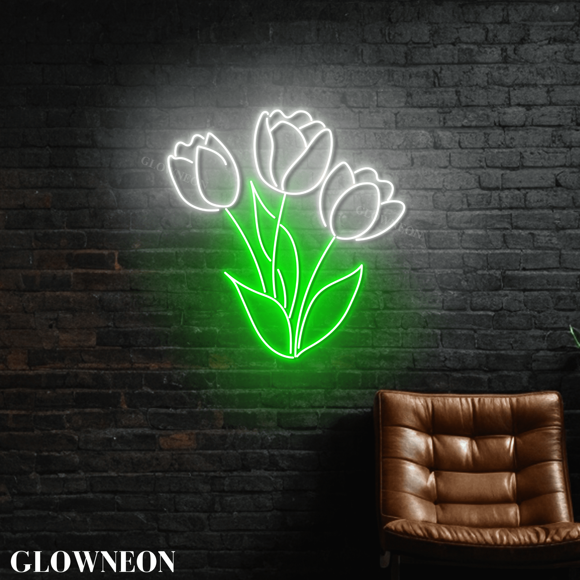 GLOWNEON Tulip Flower Neon Sign, LED Floral Wall Light Decor for ...