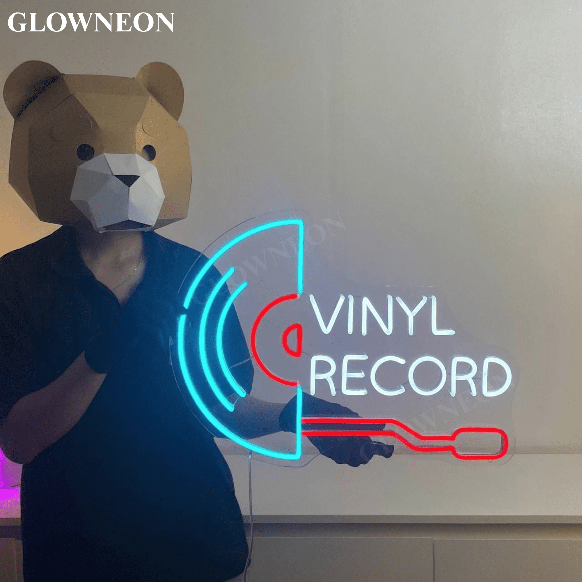 GLOWNEON Vinyl Record Neon Sign, Music Studio Wall Decor, Record Shop ...