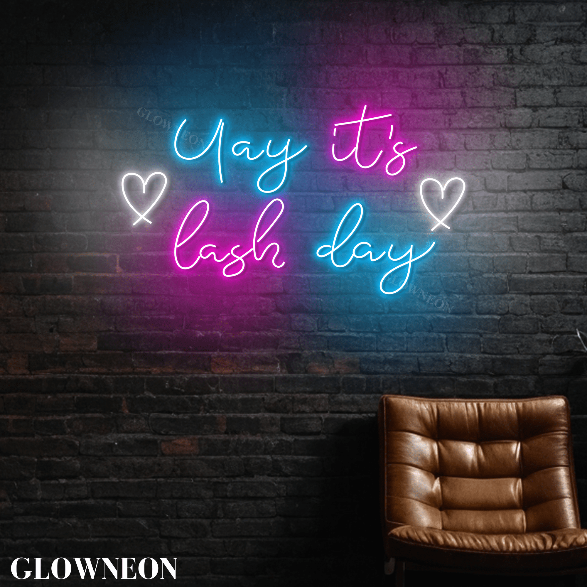 GLOWNEON Yay It's Lash Day LED Light, Neon Wall Art for Lash Studios ...