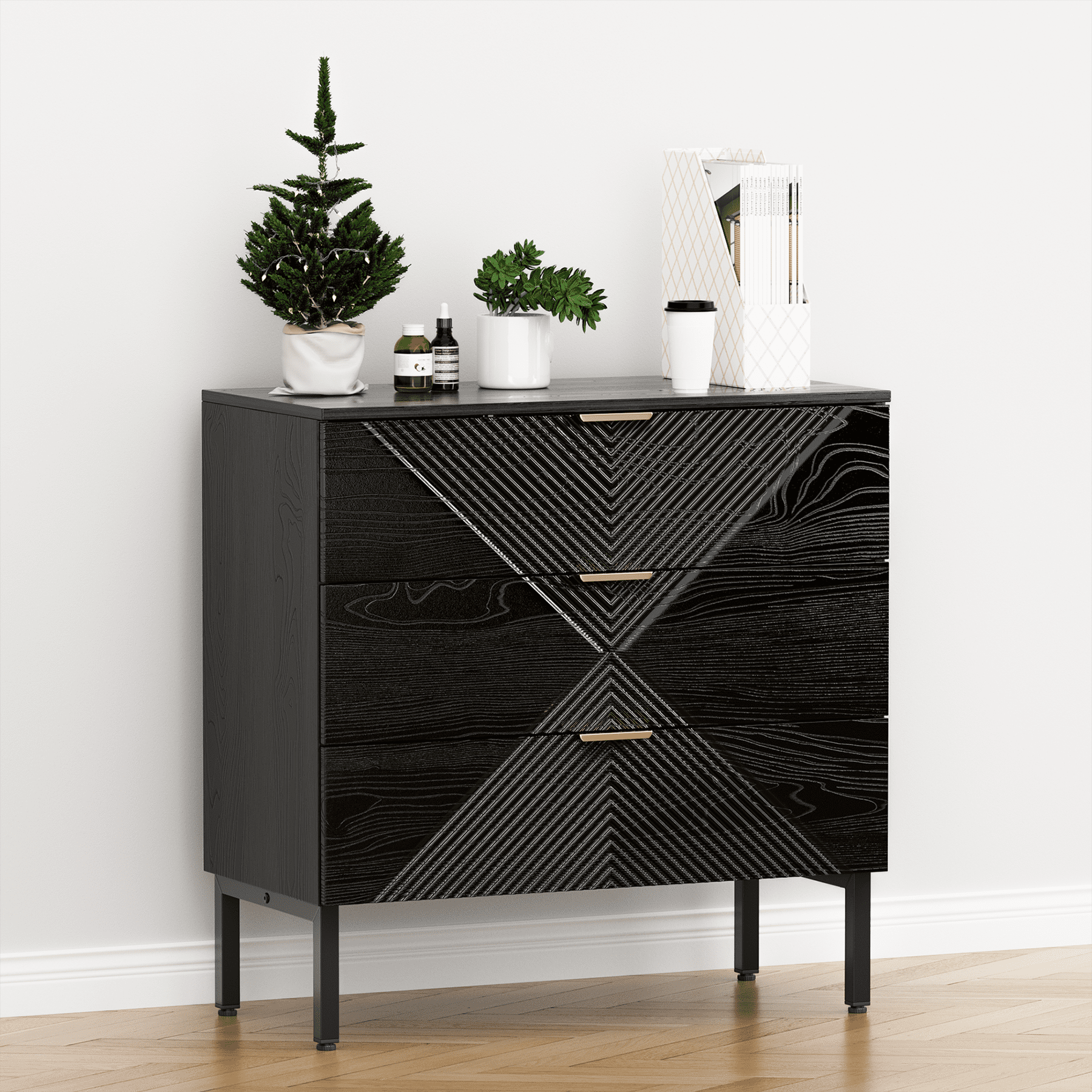 VDNEND 3 Drawer Dresser for Bedroom,Small Wooden Storage Dresser with ...