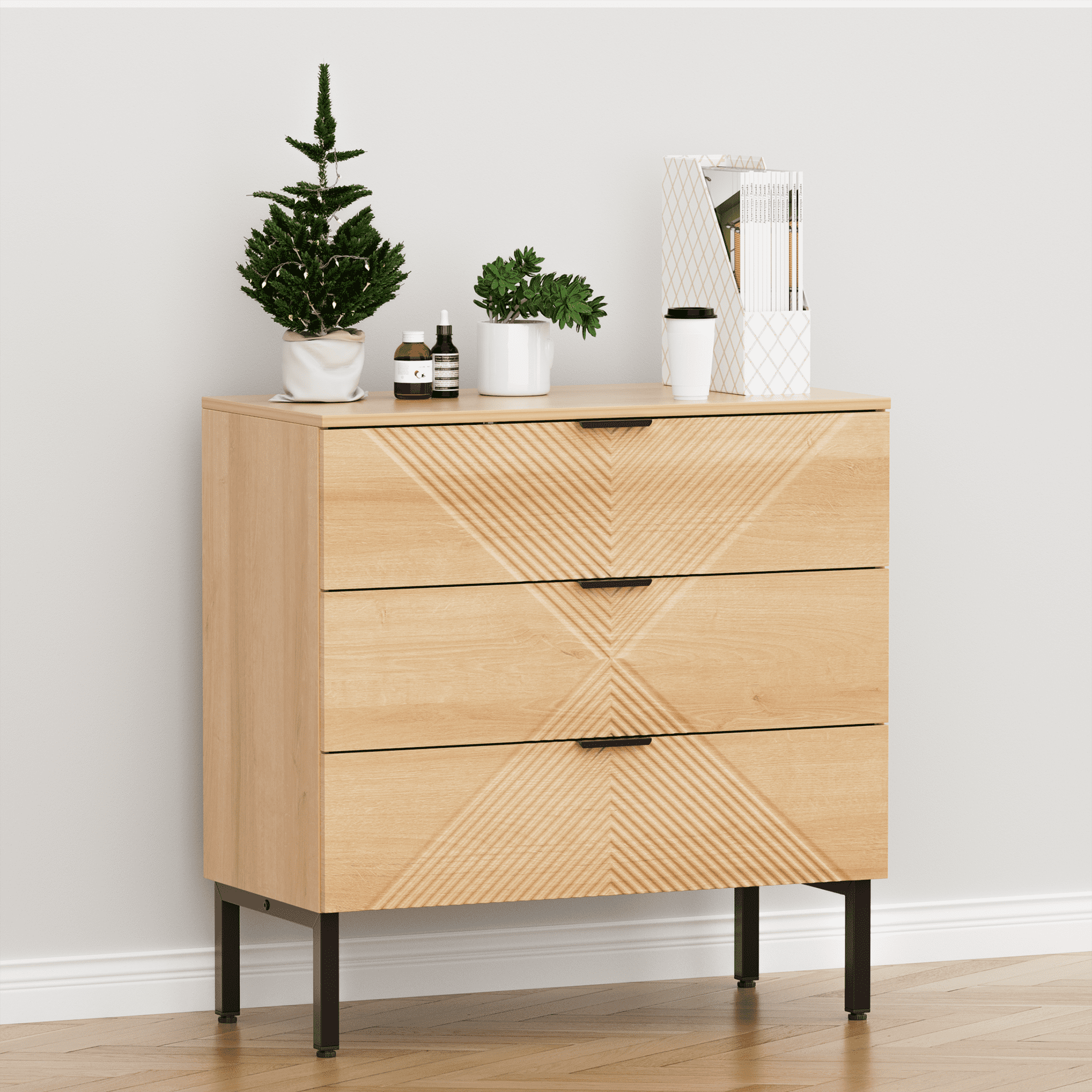 VDNEND 3 Drawer Dresser for Bedroom,Small Wooden Storage Dresser with ...