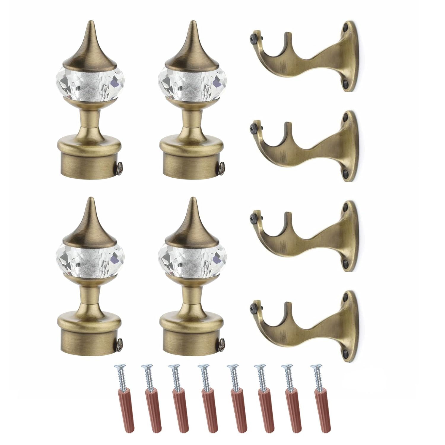 GLOXY Aluminium Single Diamond Curtain Brackets Parda Holders with ...