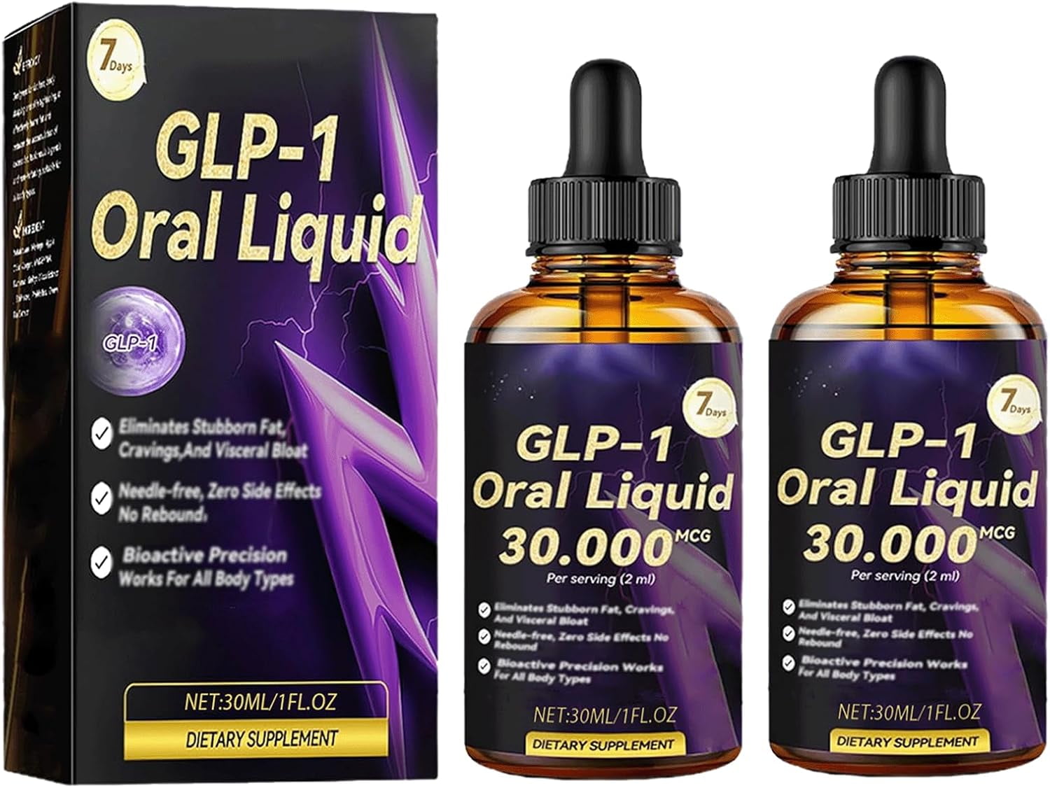 GLP-1 Drops for Women and Men, Weight & Appetite(30ML/1Fl.OZ,2PCS) - Walmart.com