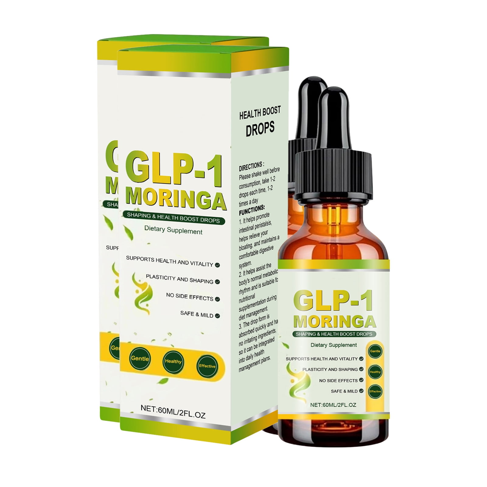 GLP-1 Drops with Organic Moringa - Natural Gut Health Formula for ...