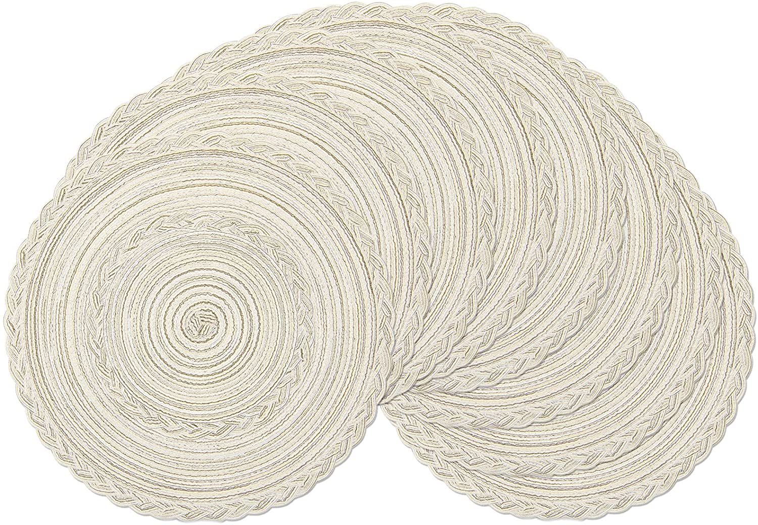 GLQGS Boho Round Placemats Set of 8 Braided Border Round Place Mats 15 ...