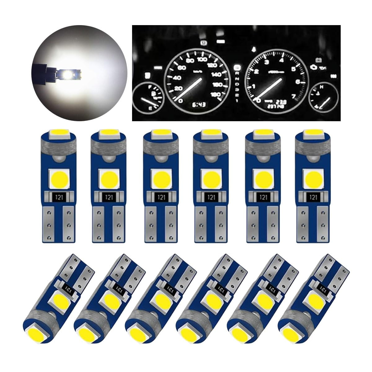 GLSOWEE T5 LED Bulbs, IFF17 74 73 37 2721 LED Bulb 12 Volt Replacement, Bright Canbus Error Free ...