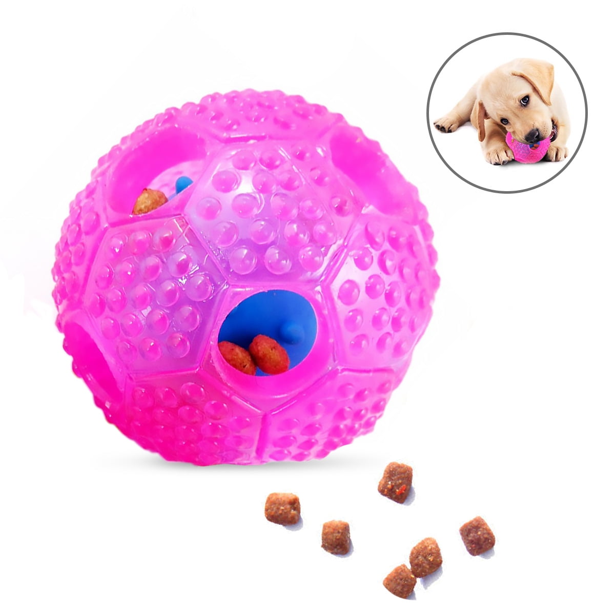 GLUAAE Large Dog Treat Ball, Interactive Food Dispenser, Pink, Durable ...