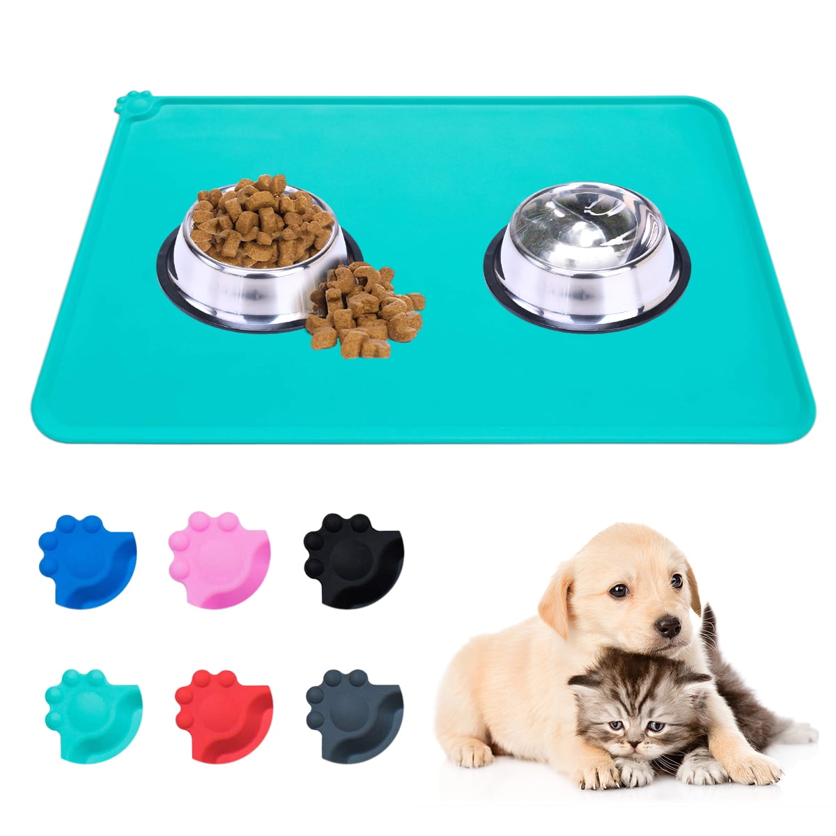 GLUAAE Reopet Large Silicone Dog Cat Bowl Mat Non-Stick Food Pad Water ...