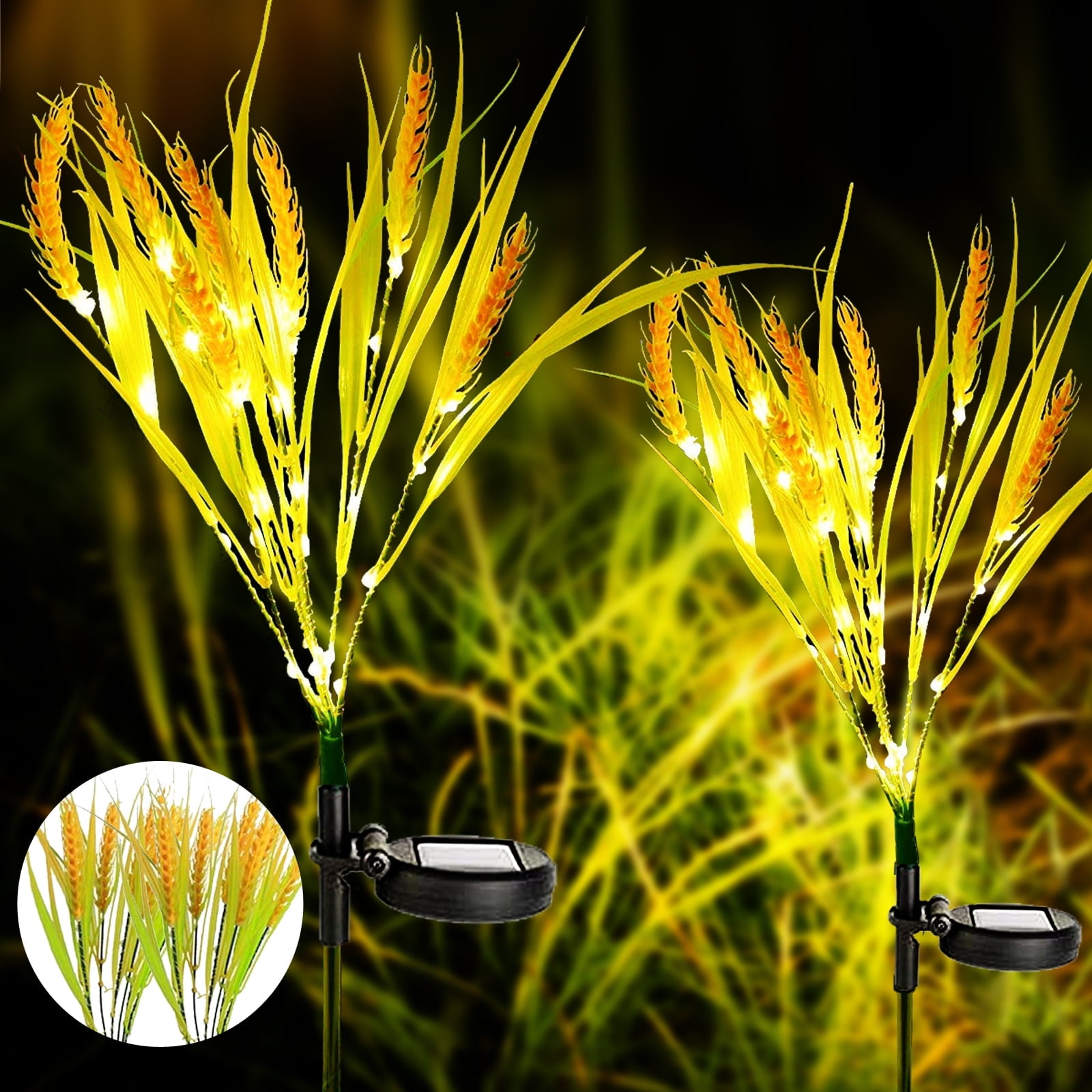 GLUAAE Waterproof LED Wheat Ear Landscape Lights, Warm White (2 Pack ...