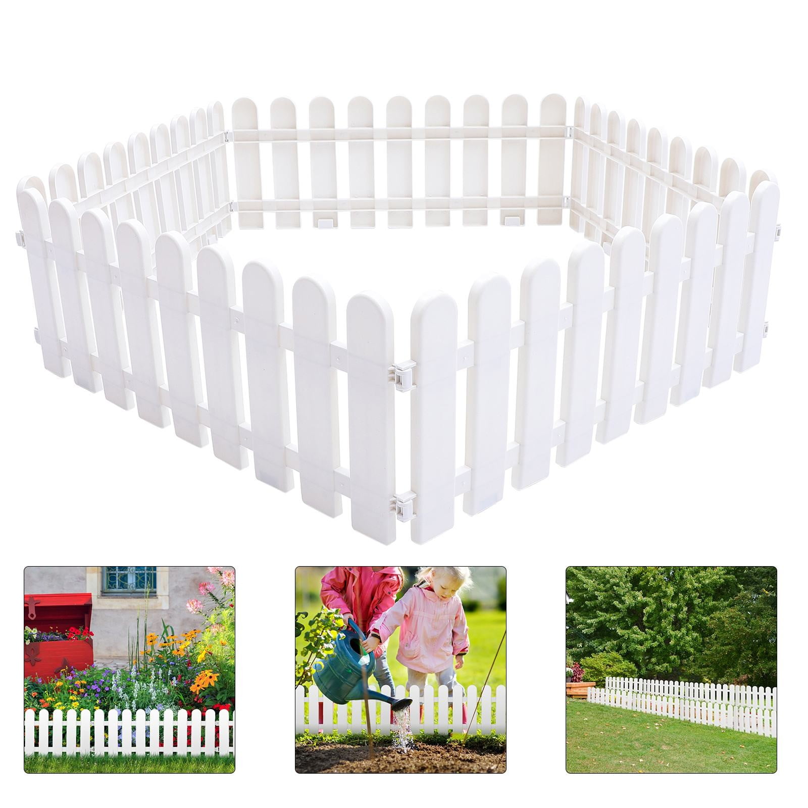 GLVSZ Clearance White Plastic Garden Fence, 5Pc Round Fence Edgings for ...
