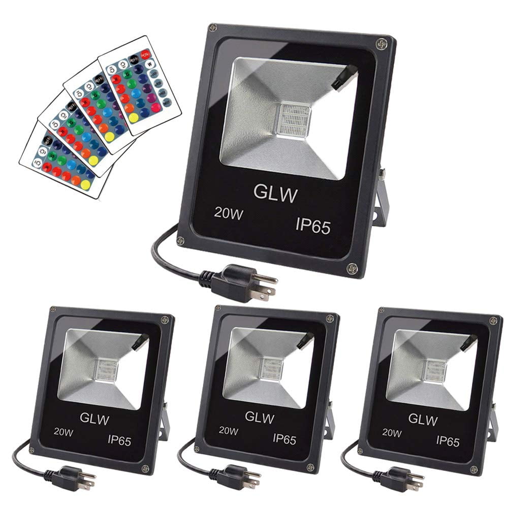 GLW 20W RGB LED Flood Lights Color Changing Floodlight with Remote ...