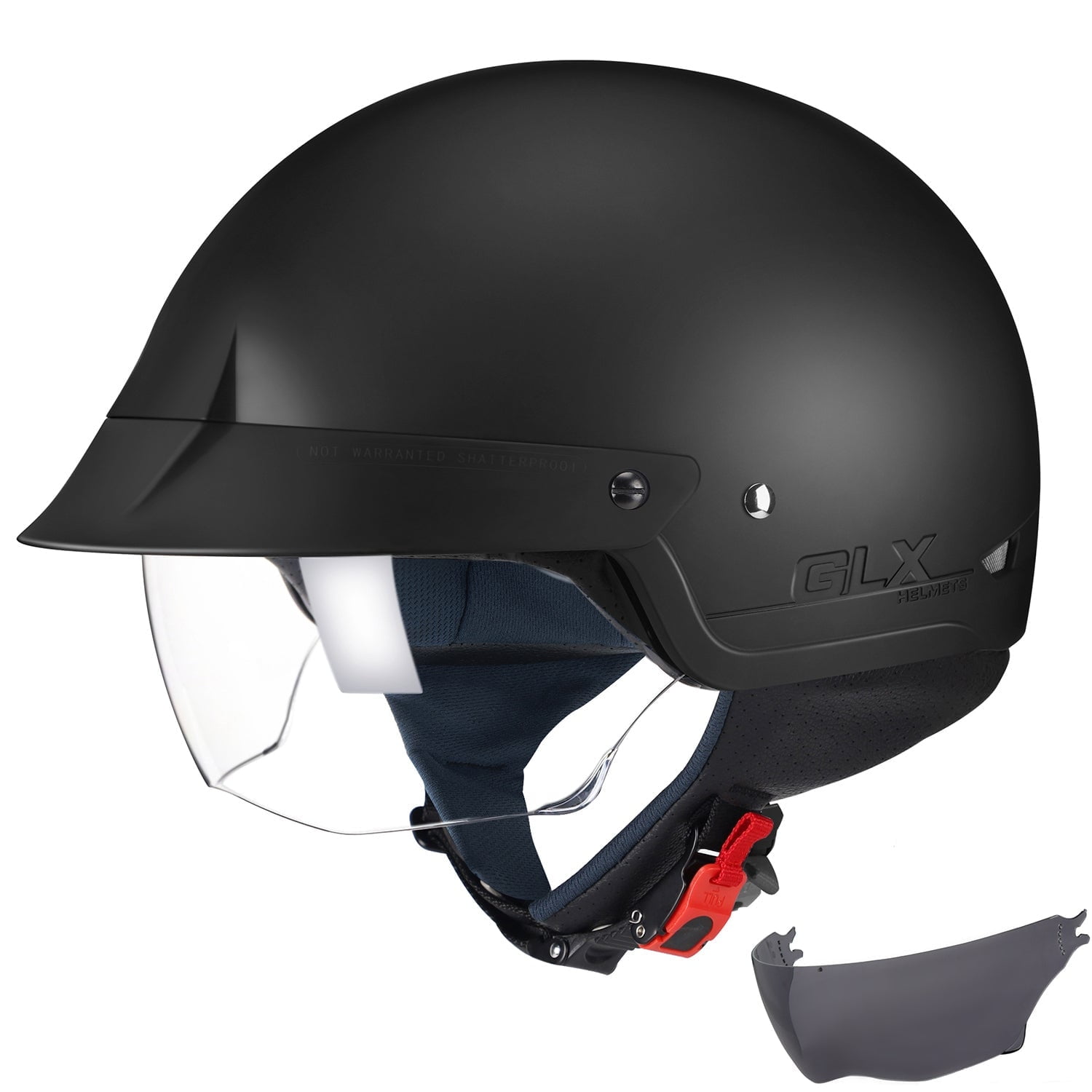 GLX M14 Cruiser Half Helmet, Scooter/Motorcycle, DOT Certified, Tinted ...